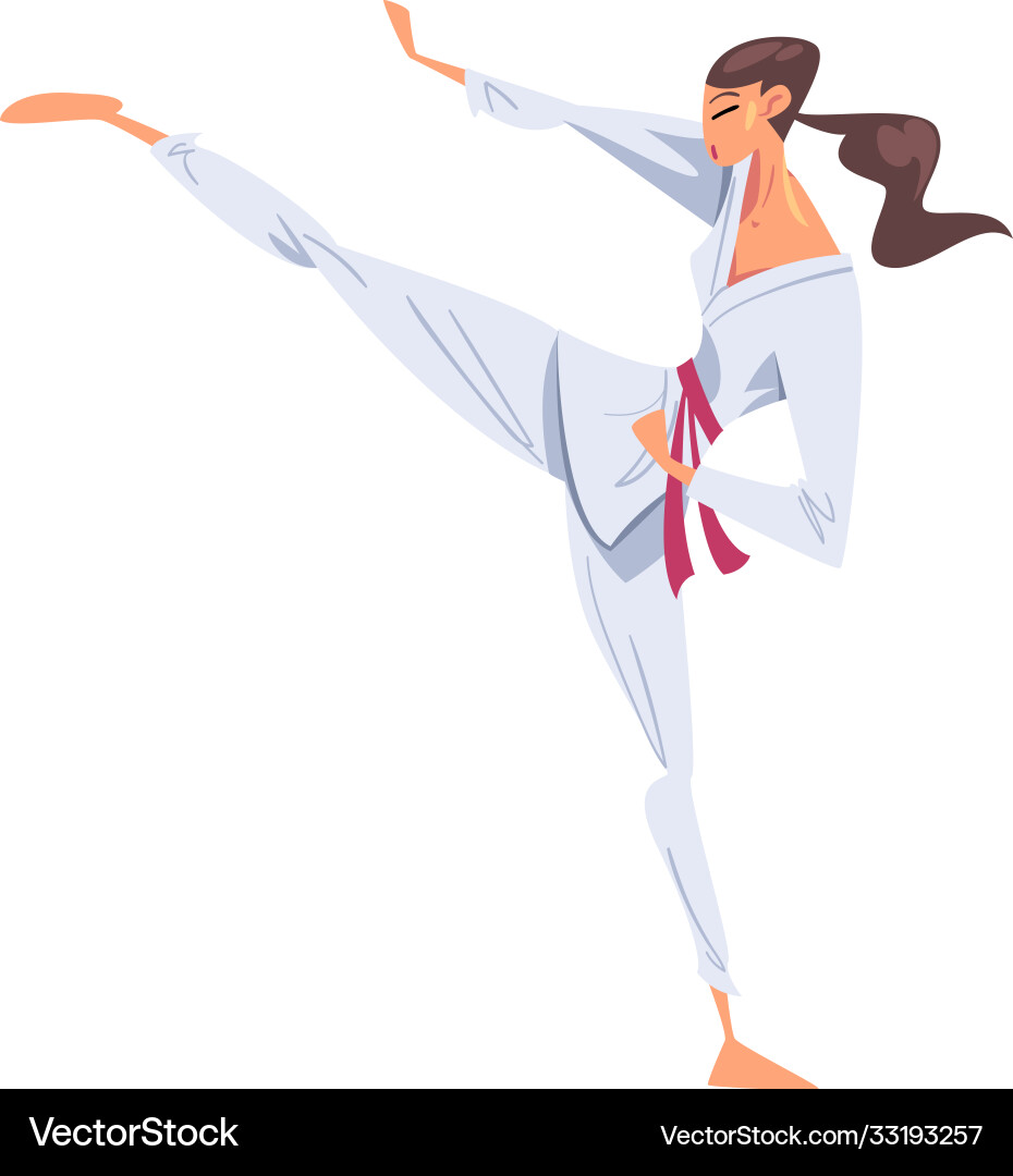 Karate Girl in Dynamic Pose Royalty Free Vector Image