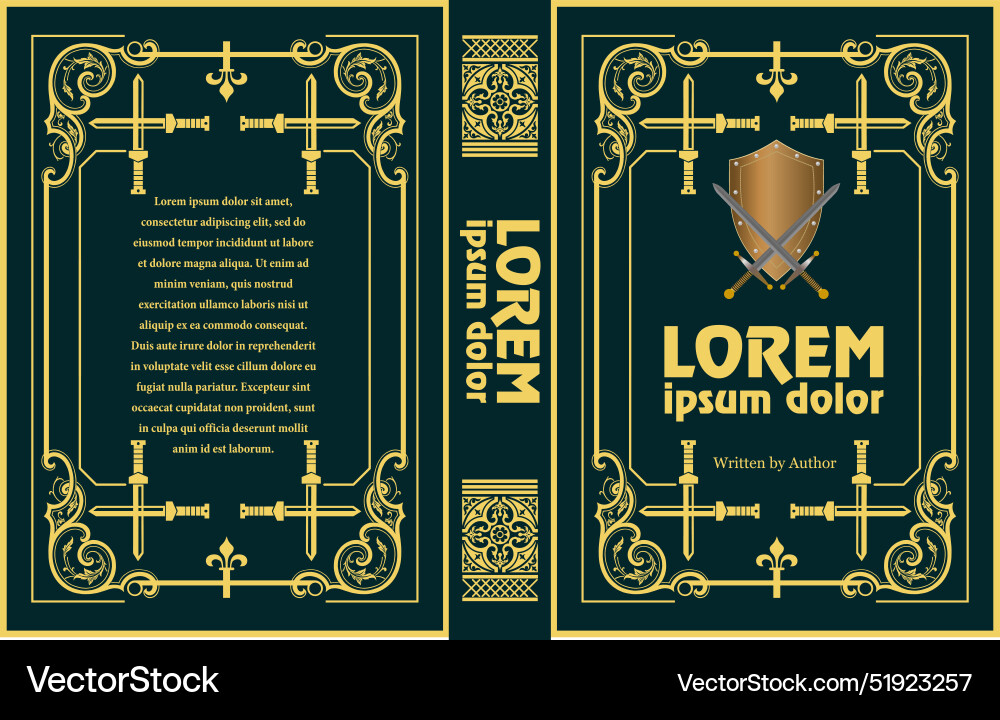Old book cover design elements 3d hand drawn Vector Image