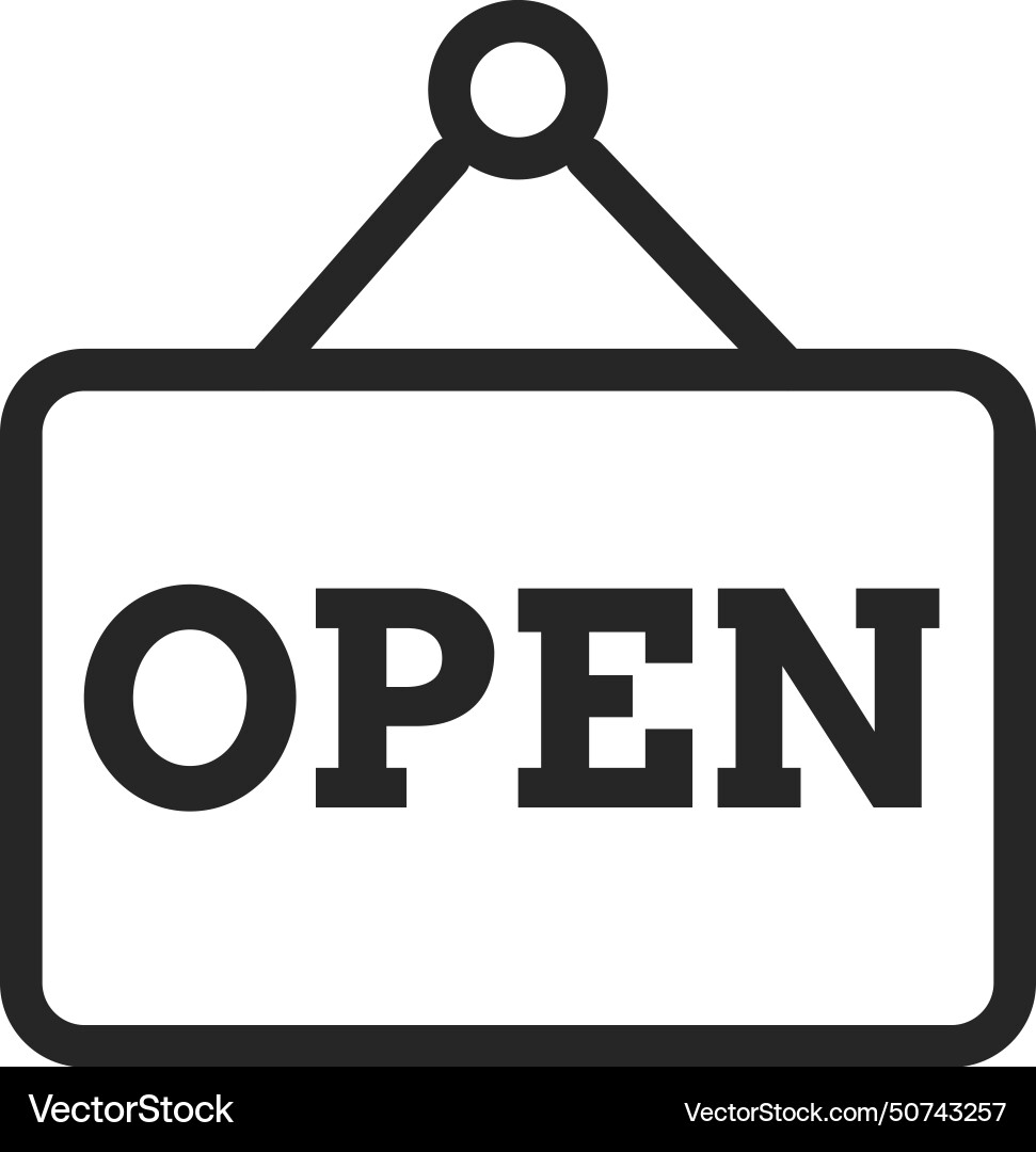 Open sign black line icon entry symbol Royalty Free Vector