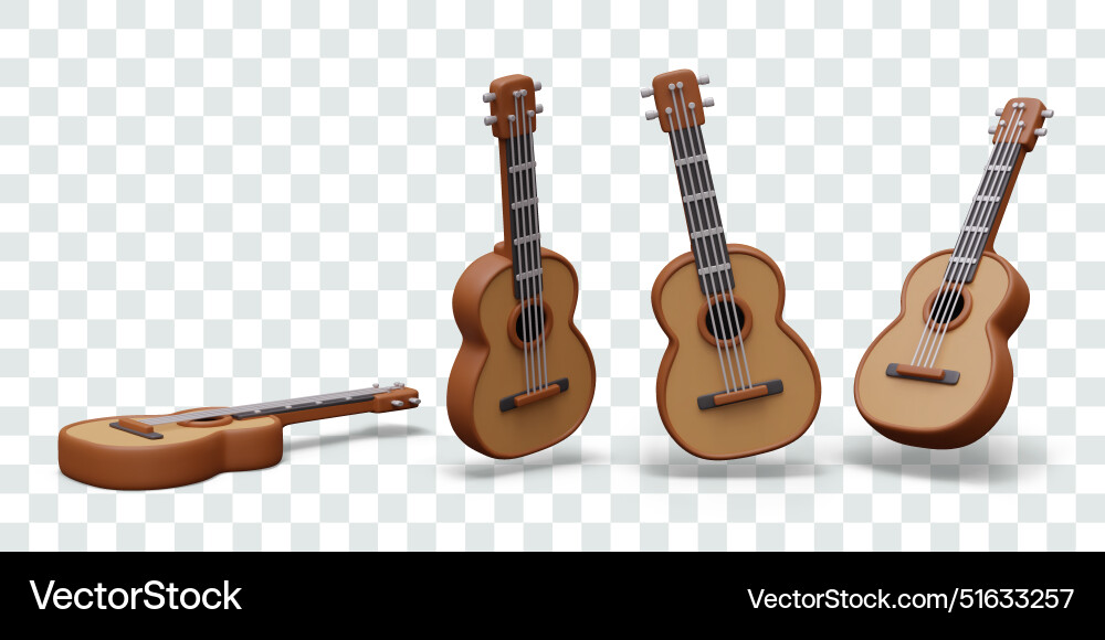 Realistic classical guitar in different positions Vector Image
