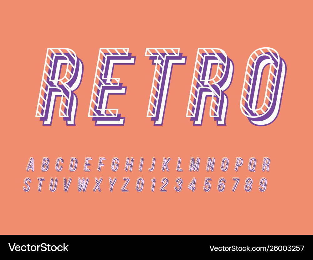 Retro font and alphabet stock Royalty Free Vector Image