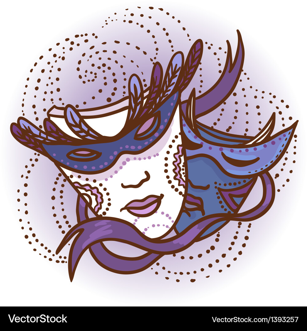 Two carnival masks Royalty Free Vector Image - VectorStock