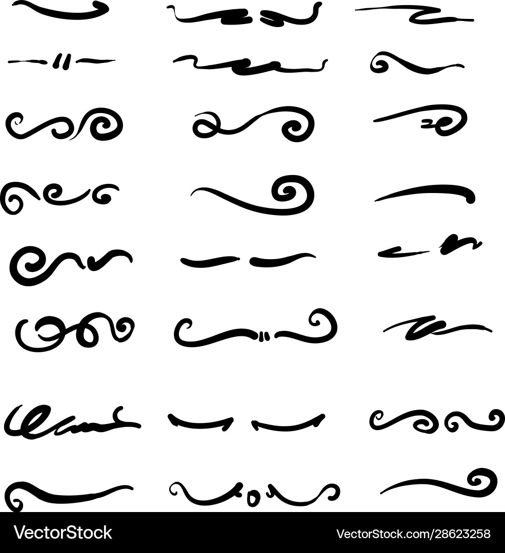 Collection handdrawn border and divider Royalty Free Vector