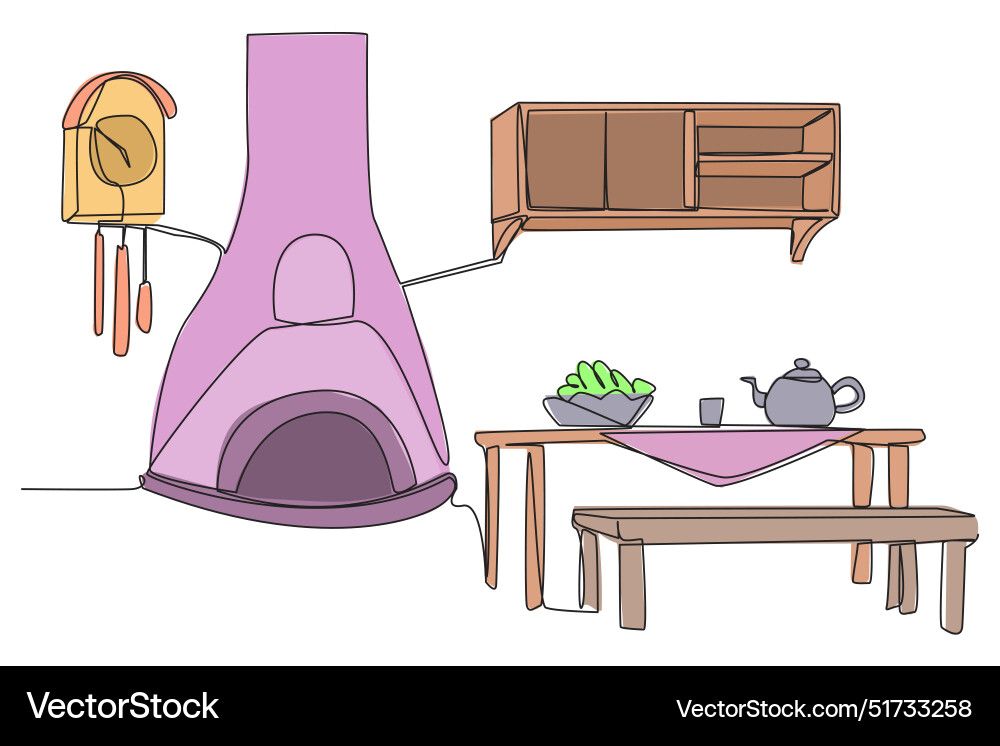 Continuous one line drawing an old russian style Vector Image