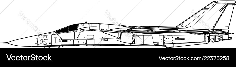 F-111 Bomber Aircraft Outline Royalty Free Vector Image