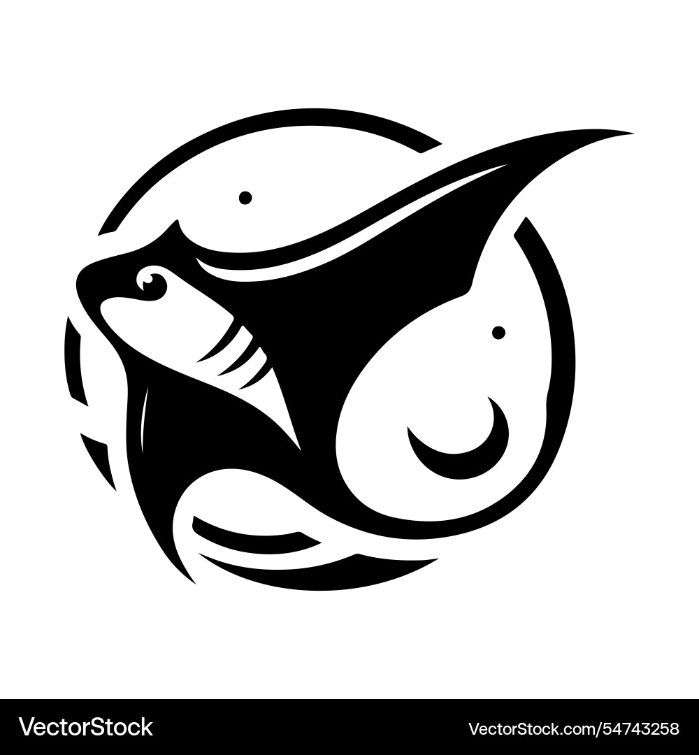Giant manta ray silhouette high-quality ocean Vector Image