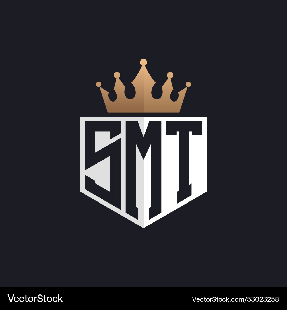 Luxury smt logo with crown elegant initials Vector Image
