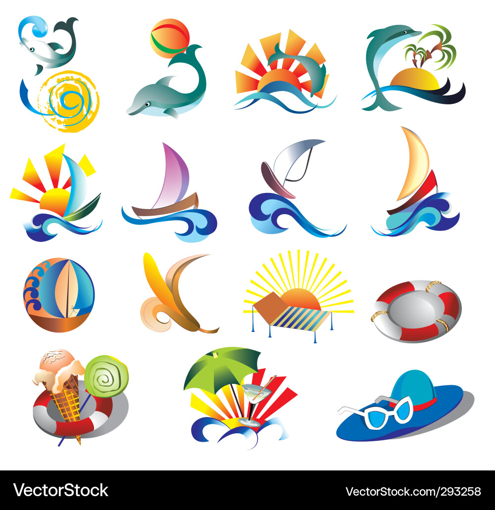 Summer beach travel clip art Royalty Free Vector Image