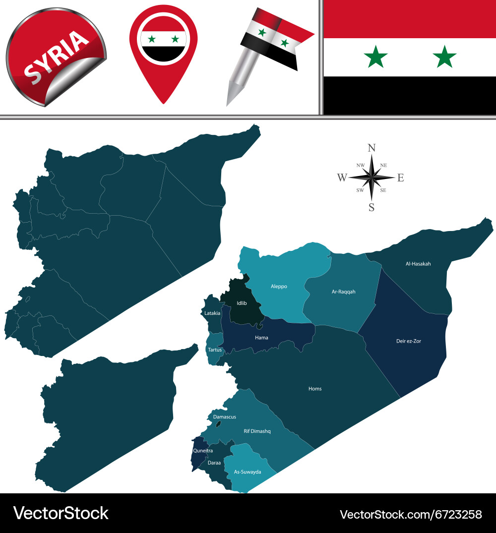 Syria Map - Administrative Divisions Royalty Free Vector
