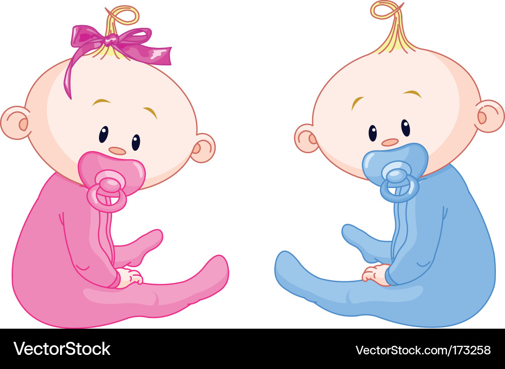 Two babies Royalty Free Vector Image - VectorStock