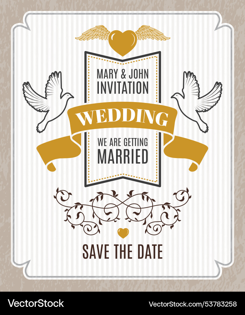 Wedding poster placard invitation to happy Vector Image