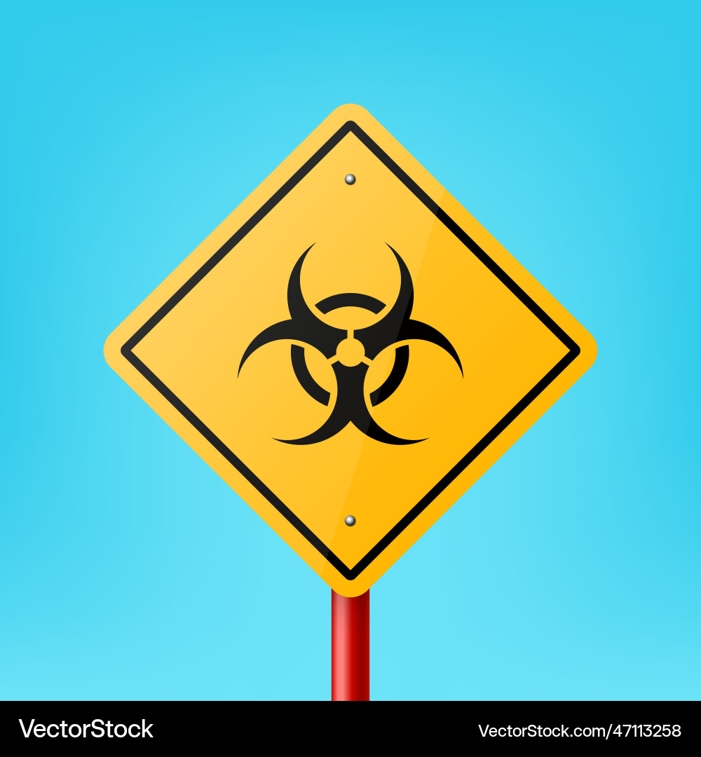 Yellow road sign frame with biohazard Royalty Free Vector