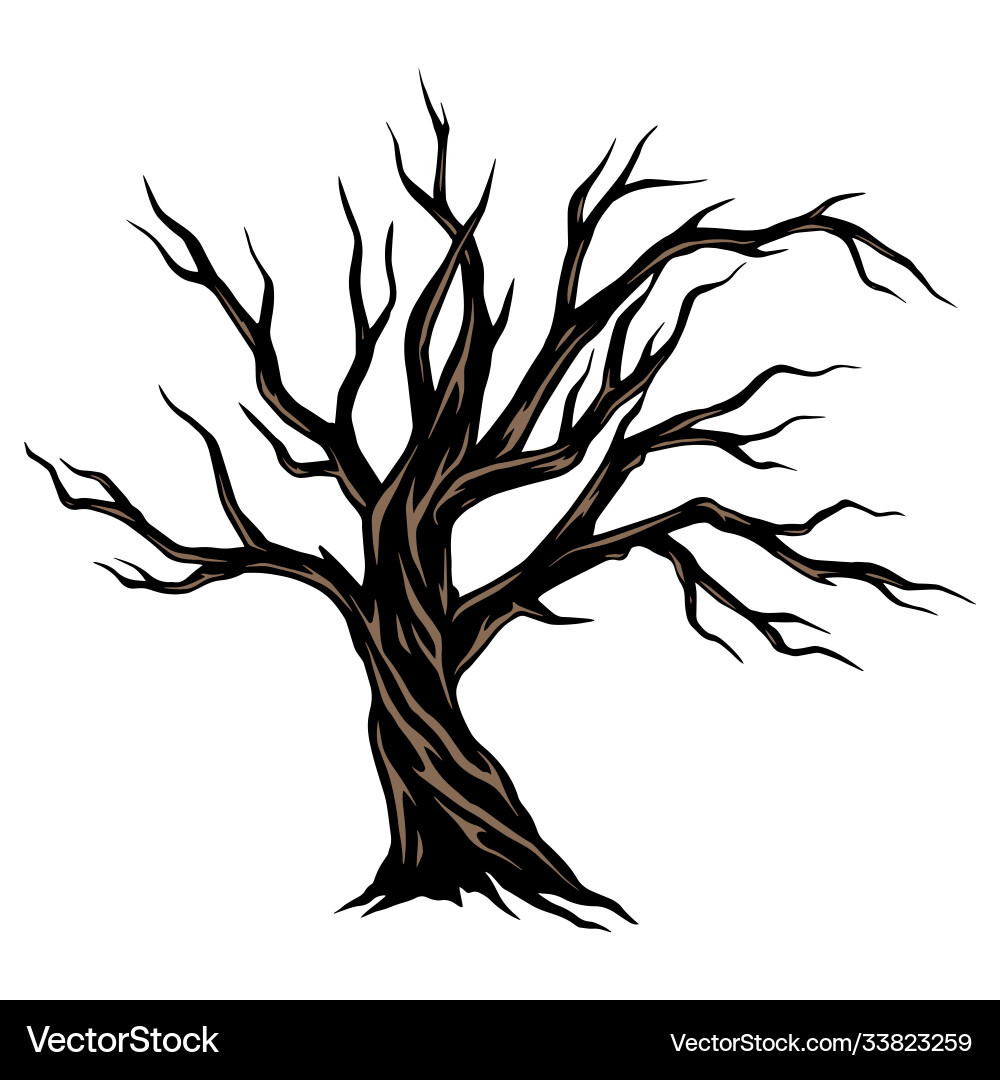 Dry scary tree template Royalty Free Vector Image