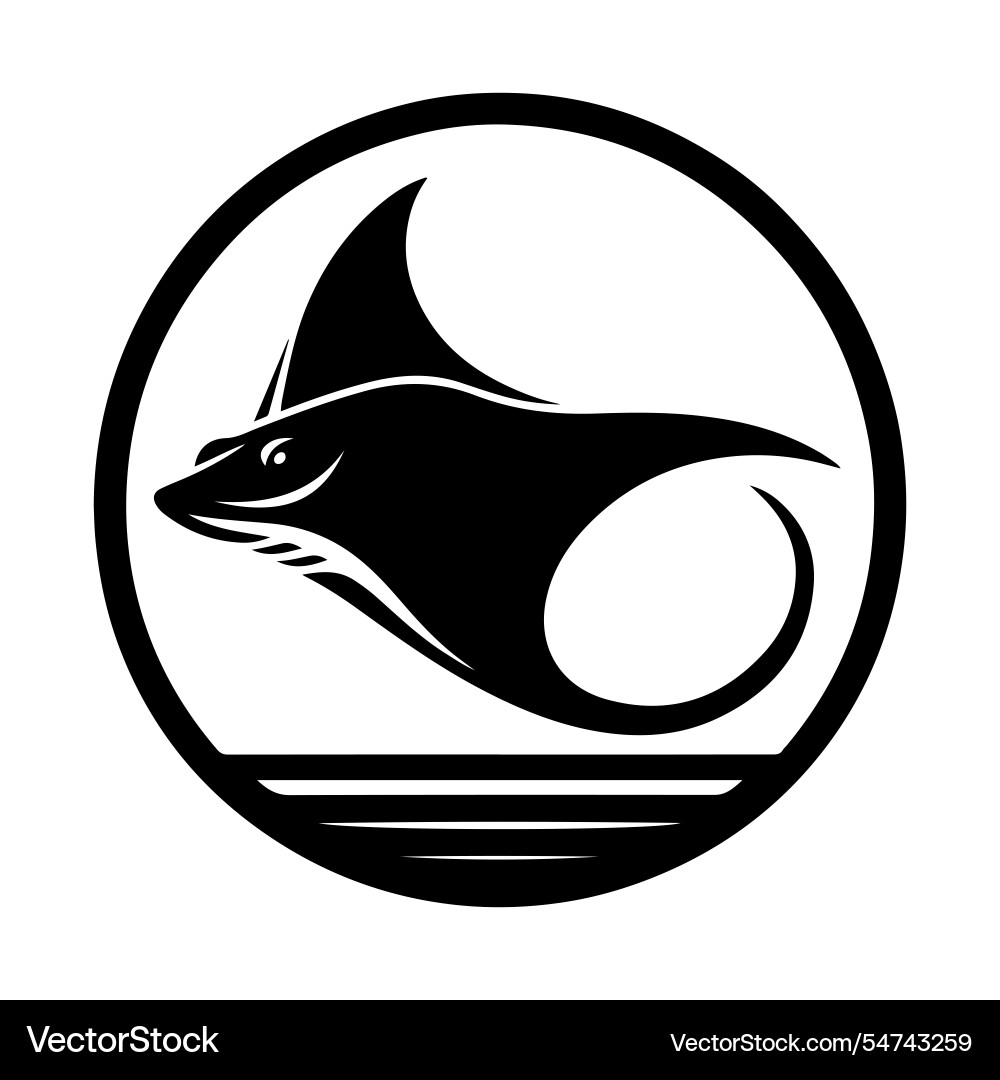 Giant manta ray silhouette high-quality ocean Vector Image