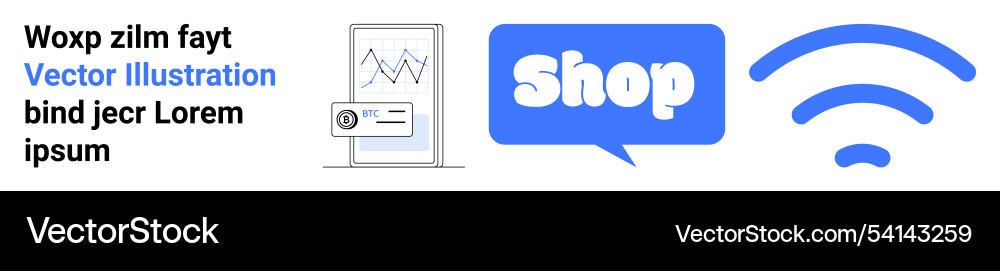 Graphic featuring mobile chart shopping Royalty Free Vector