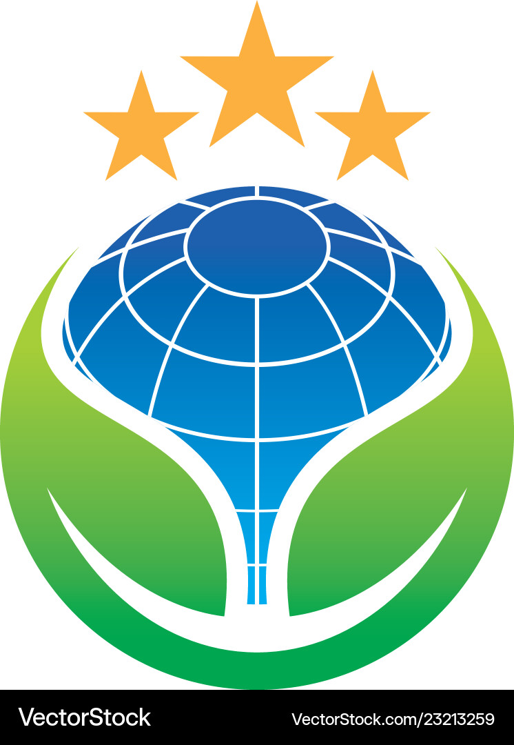 Leaf globe star communication logo Royalty Free Vector Image