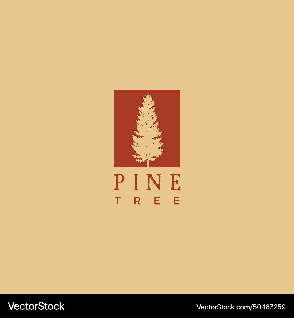 Pine tree silhouette picture wall frame landscape Vector Image
