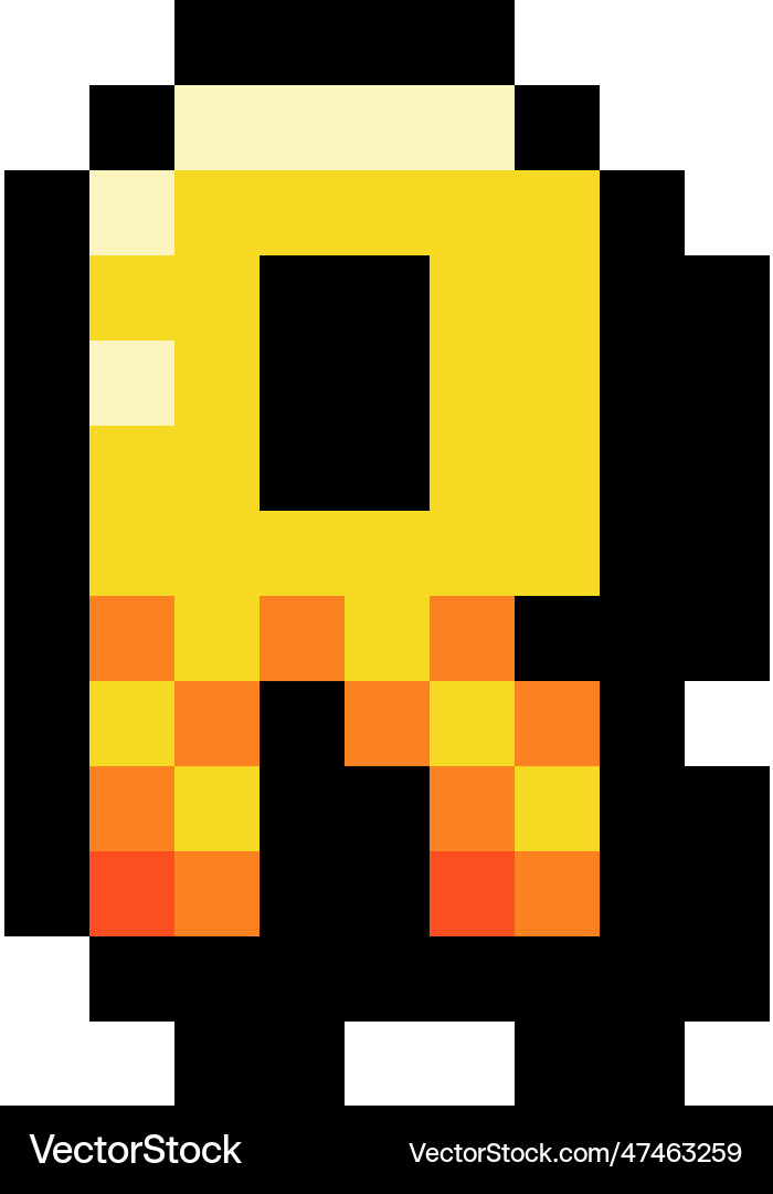 Pixel 8 bit uppercase letter r as font Royalty Free Vector