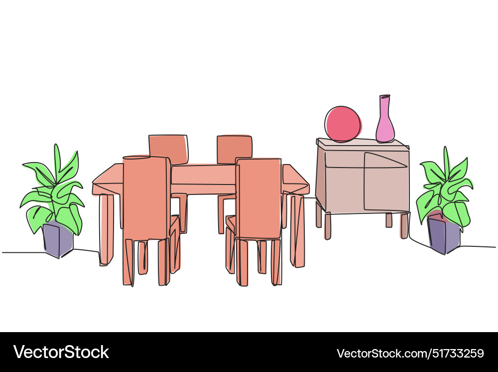 Single continuous line drawing stylish dining Vector Image