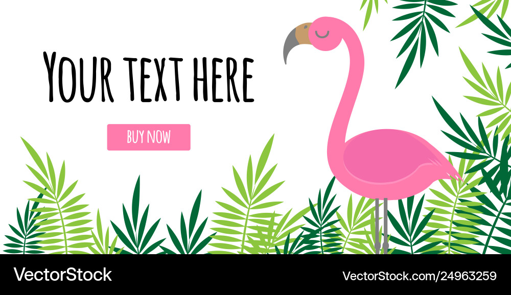 Tropical Leaves & Pink Flamingo Frame Vector Image