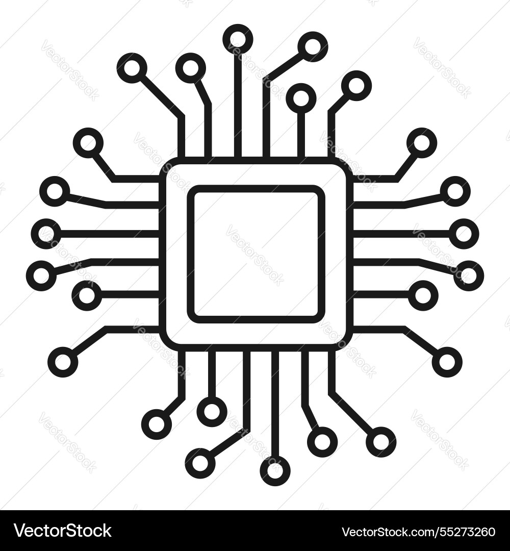 A Digital Microchip With Intricate Circuit Vector Image