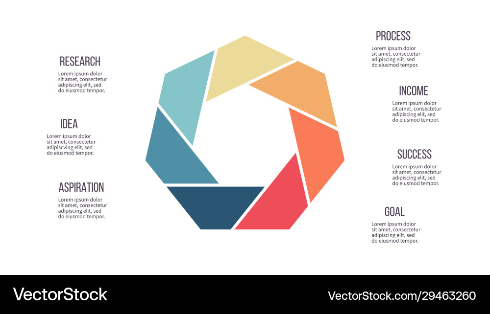 Business Infografiken Heptagon-Chart mit 7 Schritten
