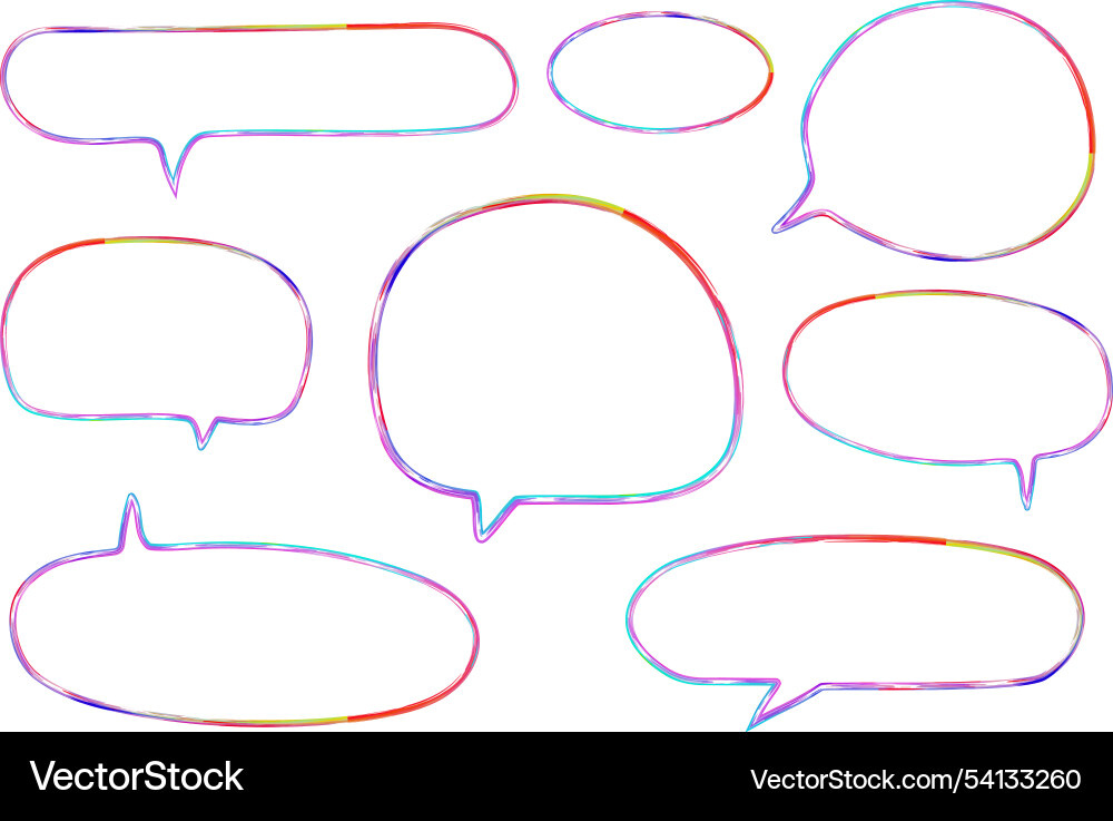 Bunte Regenbogenfarben Sprachblasen Set Lizenzfreier Vektor