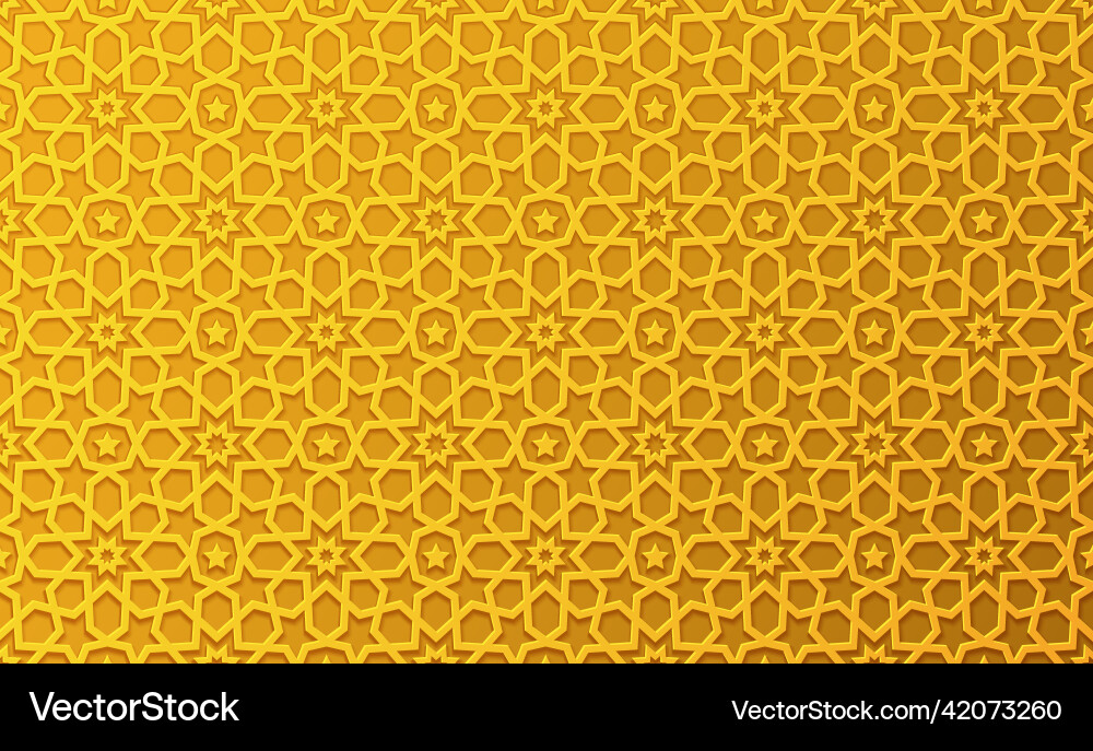 Golden background with 3d pattern in islamic Vector Image