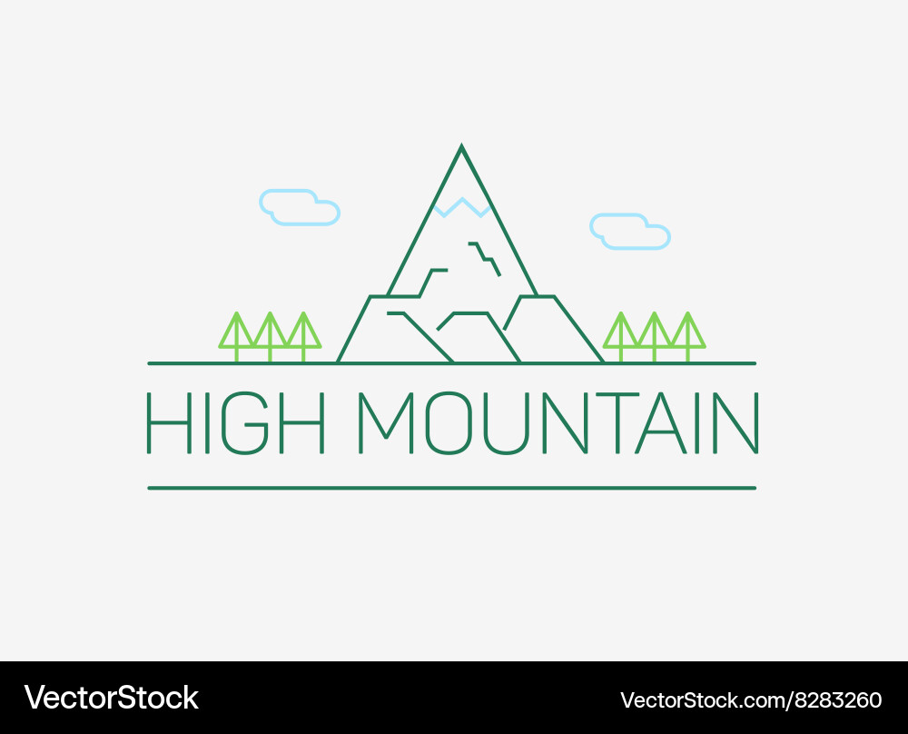 High mountain logo and emblem in outline Vector Image
