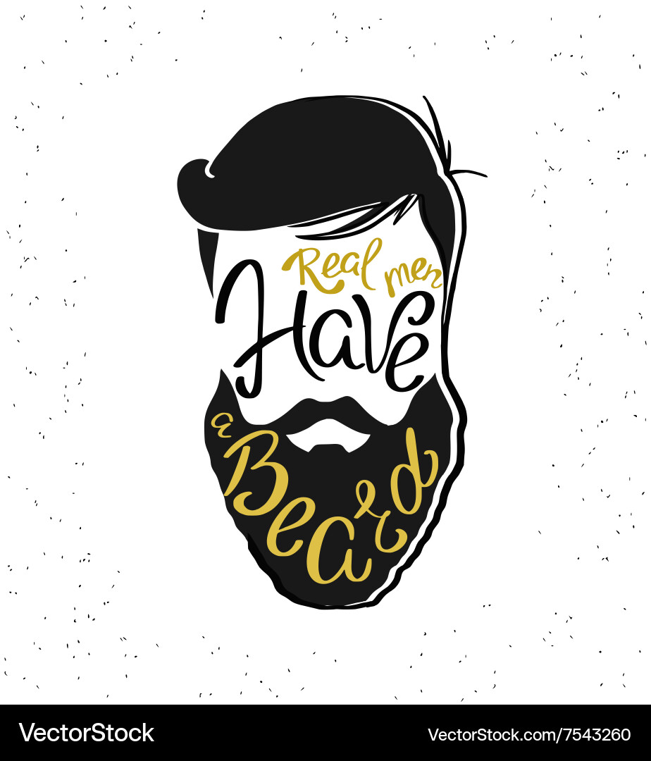 Real men have a beard template design Royalty Free Vector