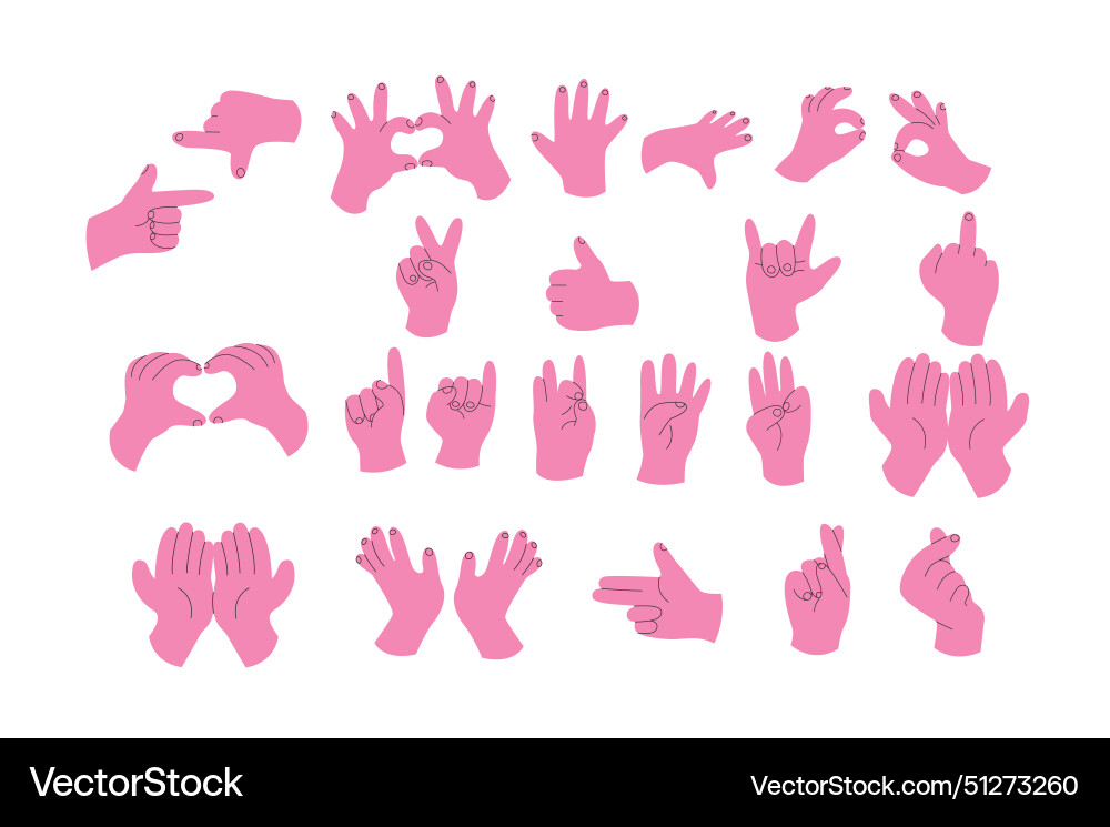 Set of hands in different gestures human hand Vector Image