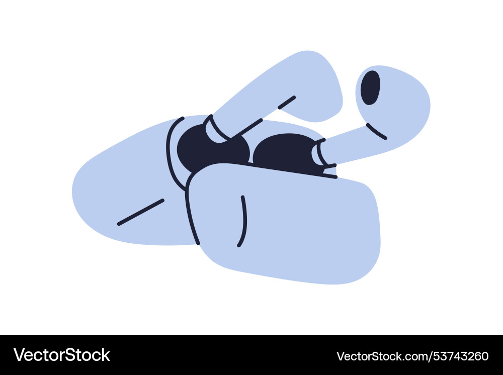 Wireless earbuds compact audio accessory in case Vector Image