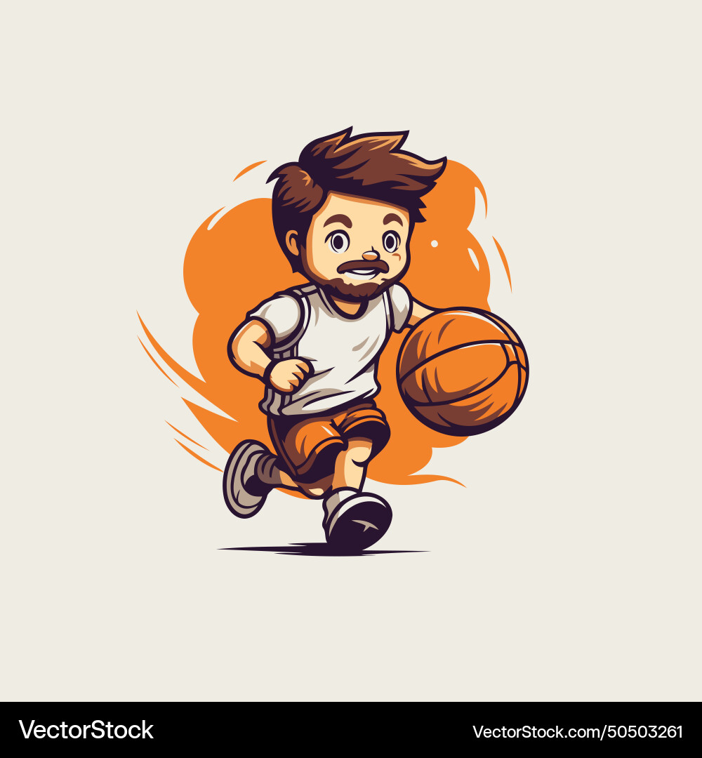 Basketball player with ball Royalty Free Vector Image