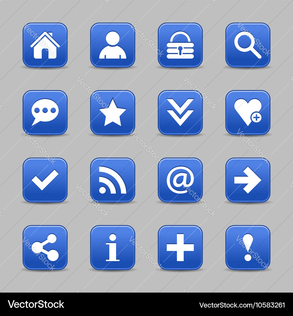 Blue satin icon web button with white basic sign Vector Image