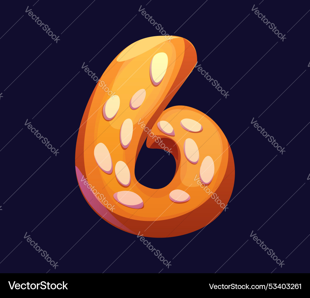 Cartoon number six candy confectionery alphabet Vector Image