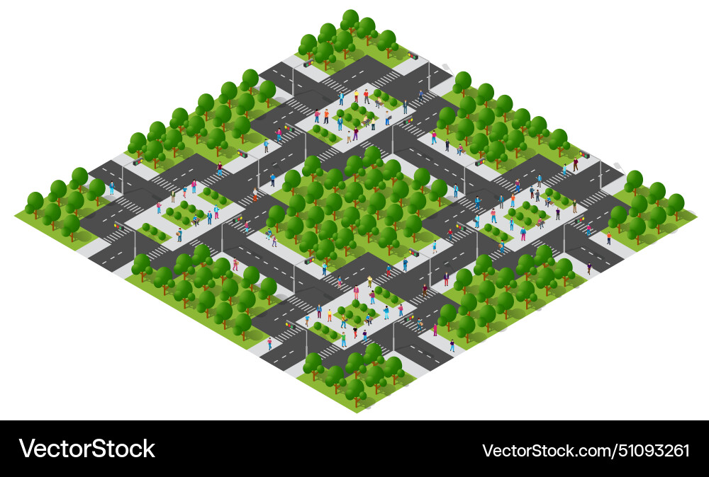 City quarter top view landscape isometric 3d Vector Image