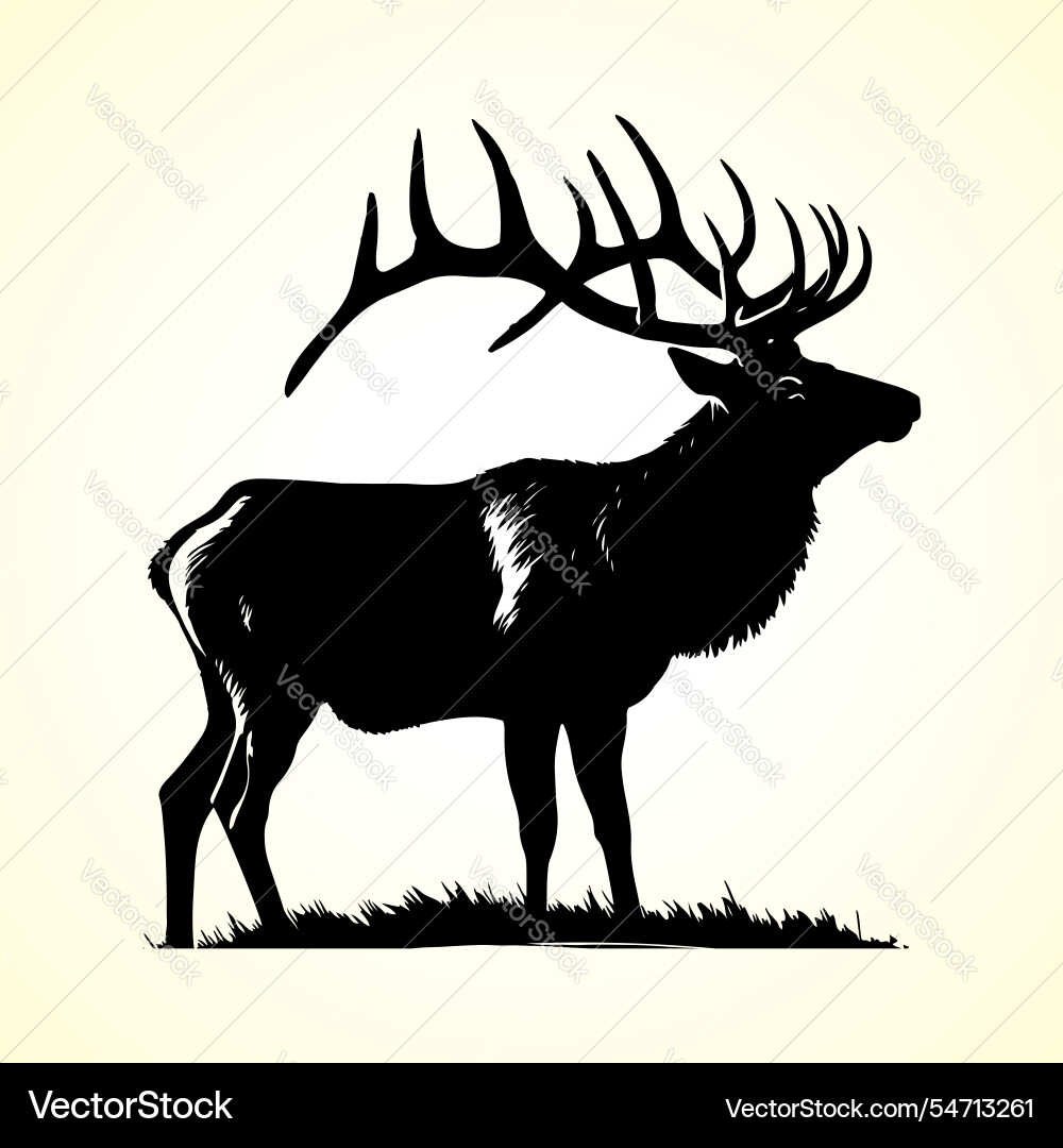 Elk silhouette with black and background Vector Image