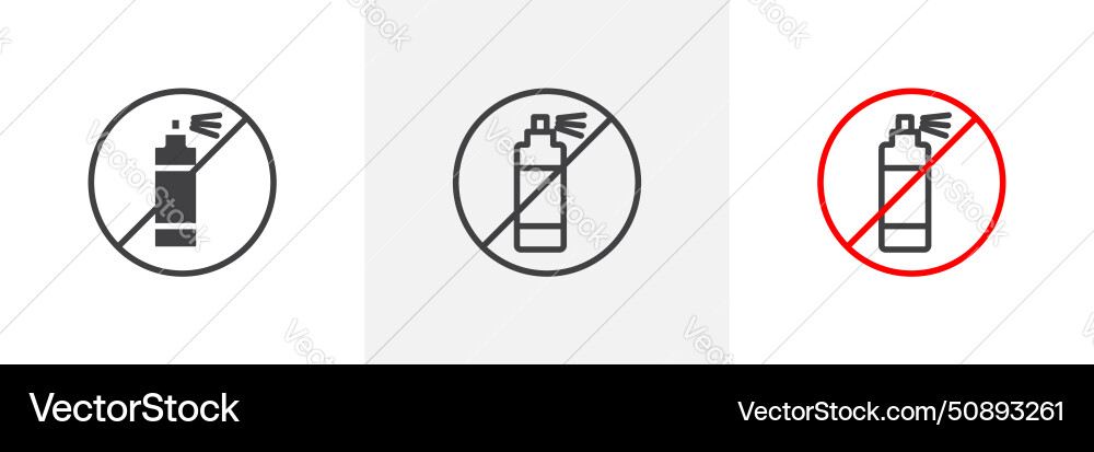 No aerosol spray sign icon set forbidden Vector Image