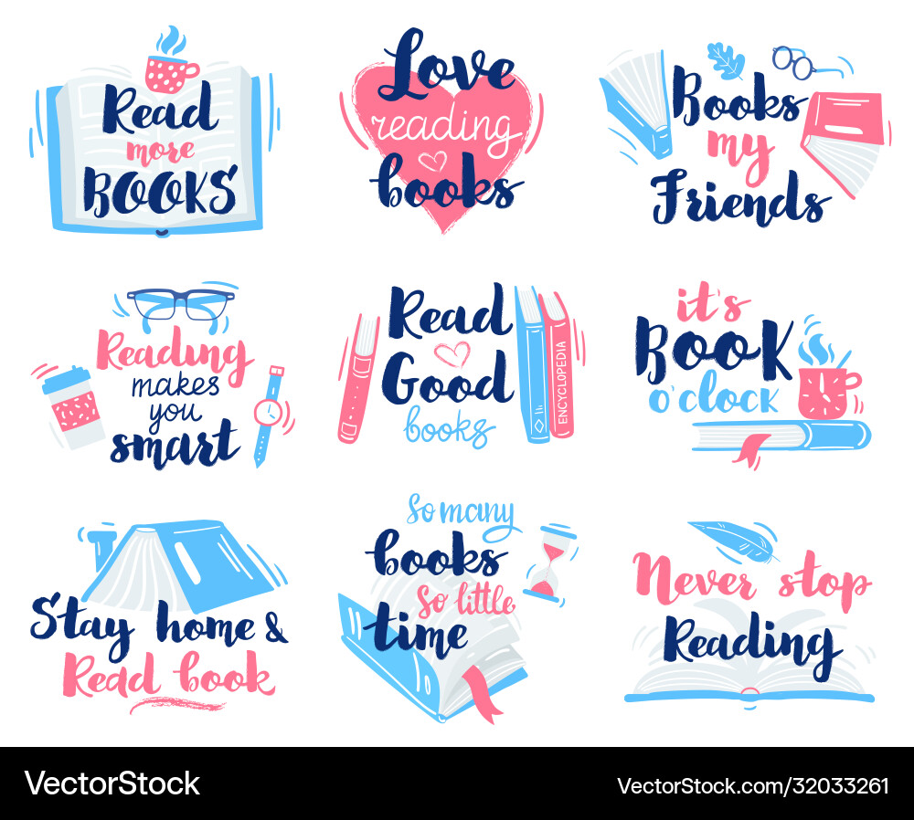 Reading & Books Lettering Art Royalty Free Vector Image