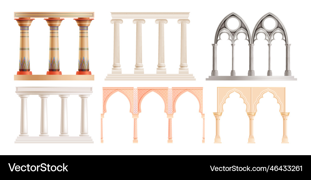 Realistic columns set Royalty Free Vector Image