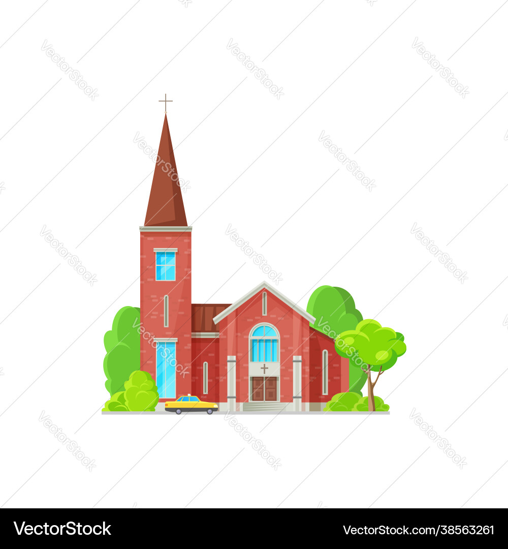Red baptist church evangelical tower isolated Vector Image