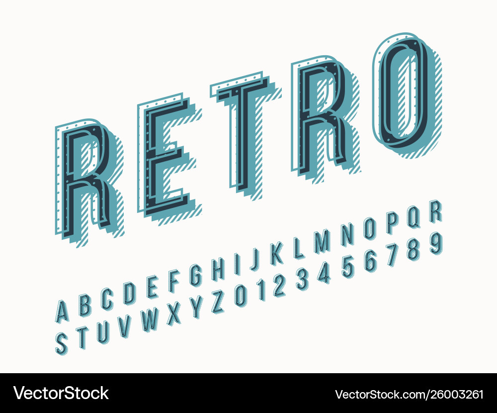 Retro font and alphabet stock Royalty Free Vector Image