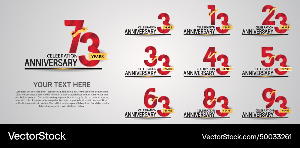 Set anniversary logotype premium collection red Vector Image