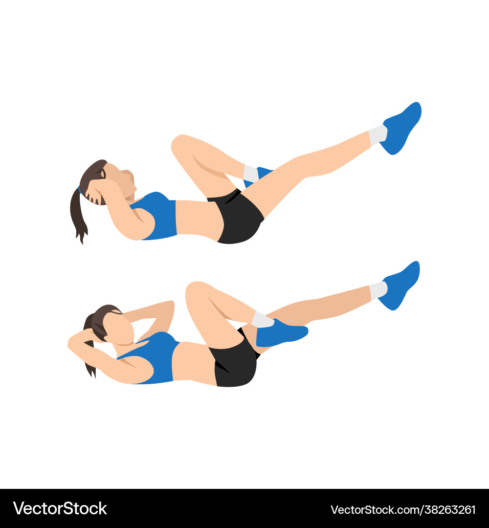 Woman doing bicycles elbow to knee crunches Vector Image