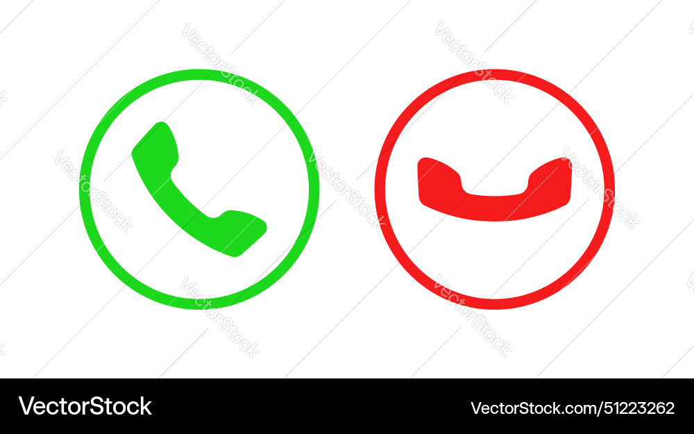 Accept decline call green red round icons Vector Image
