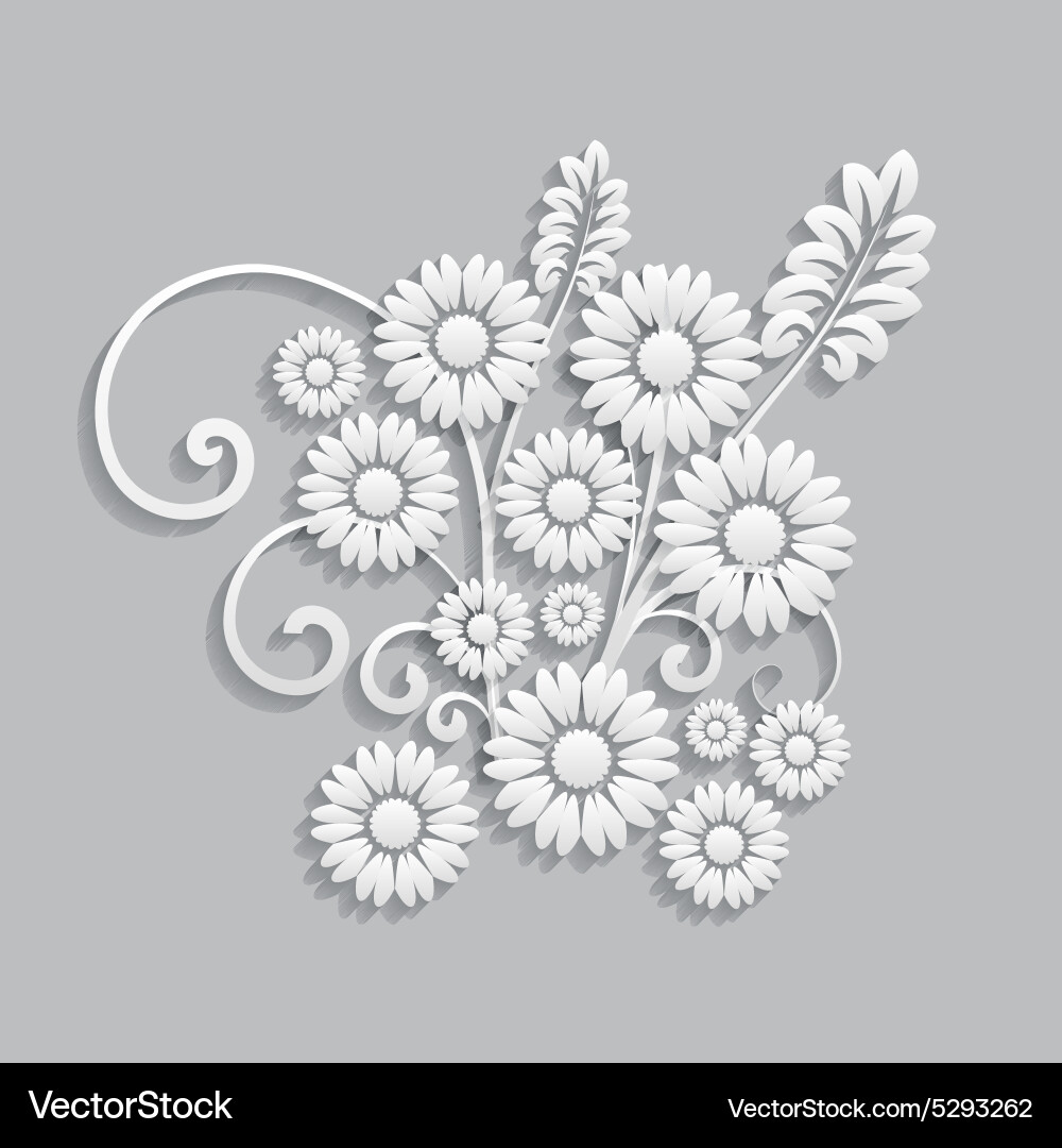 Flowers and floral elements cut from paper Vector Image