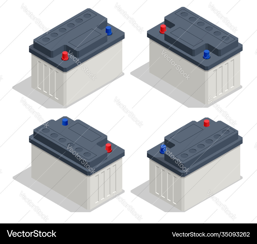 Isometric car battery icon isolated on white Vector Image