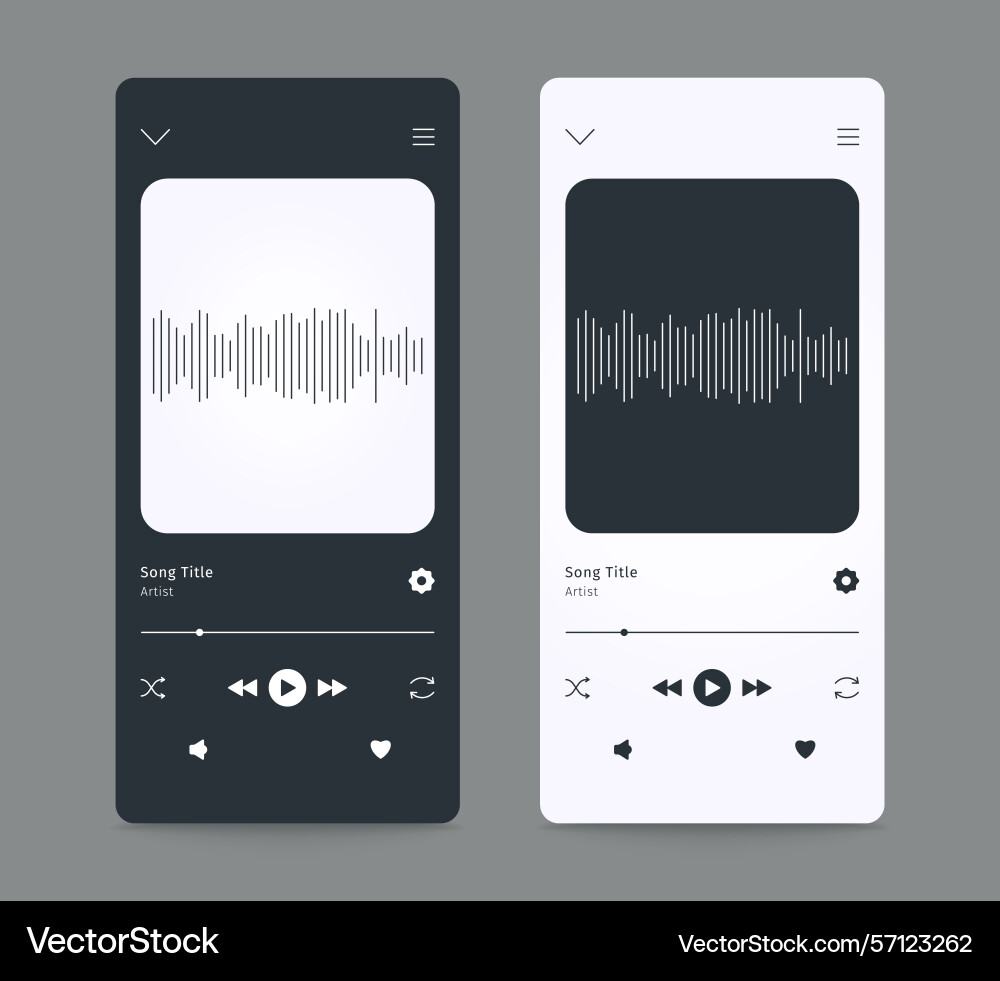 Music player interface template for mobile app Vector Image