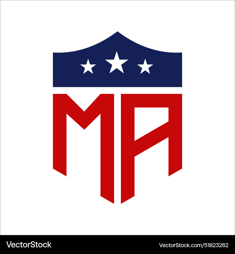 Patriotic ma logo design letter Royalty Free Vector Image