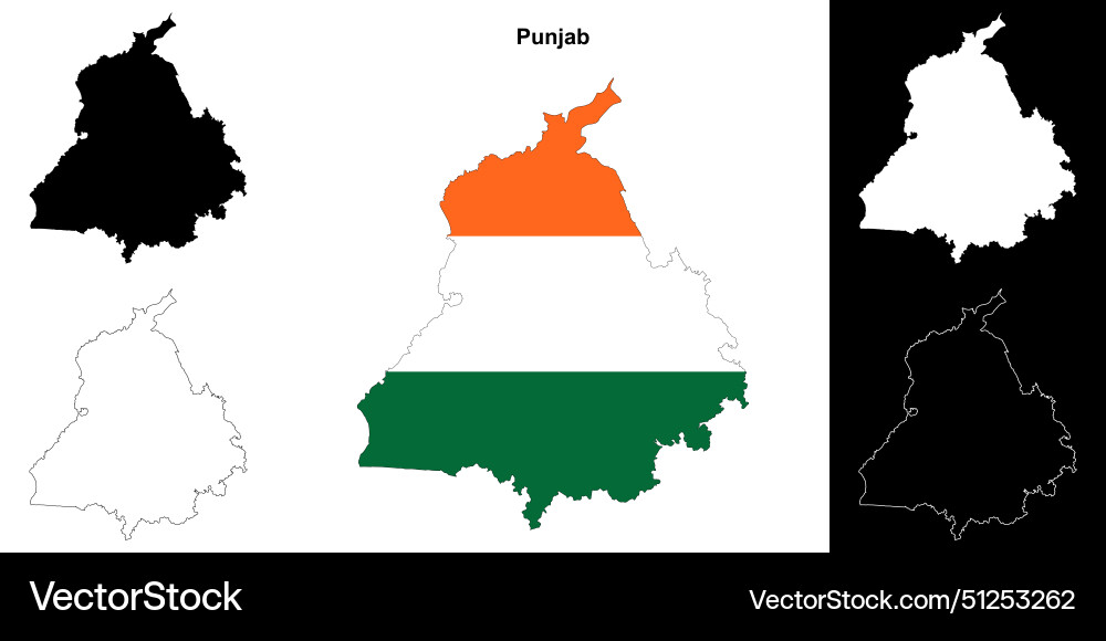 Punjab outline map Royalty Free Vector Image - VectorStock